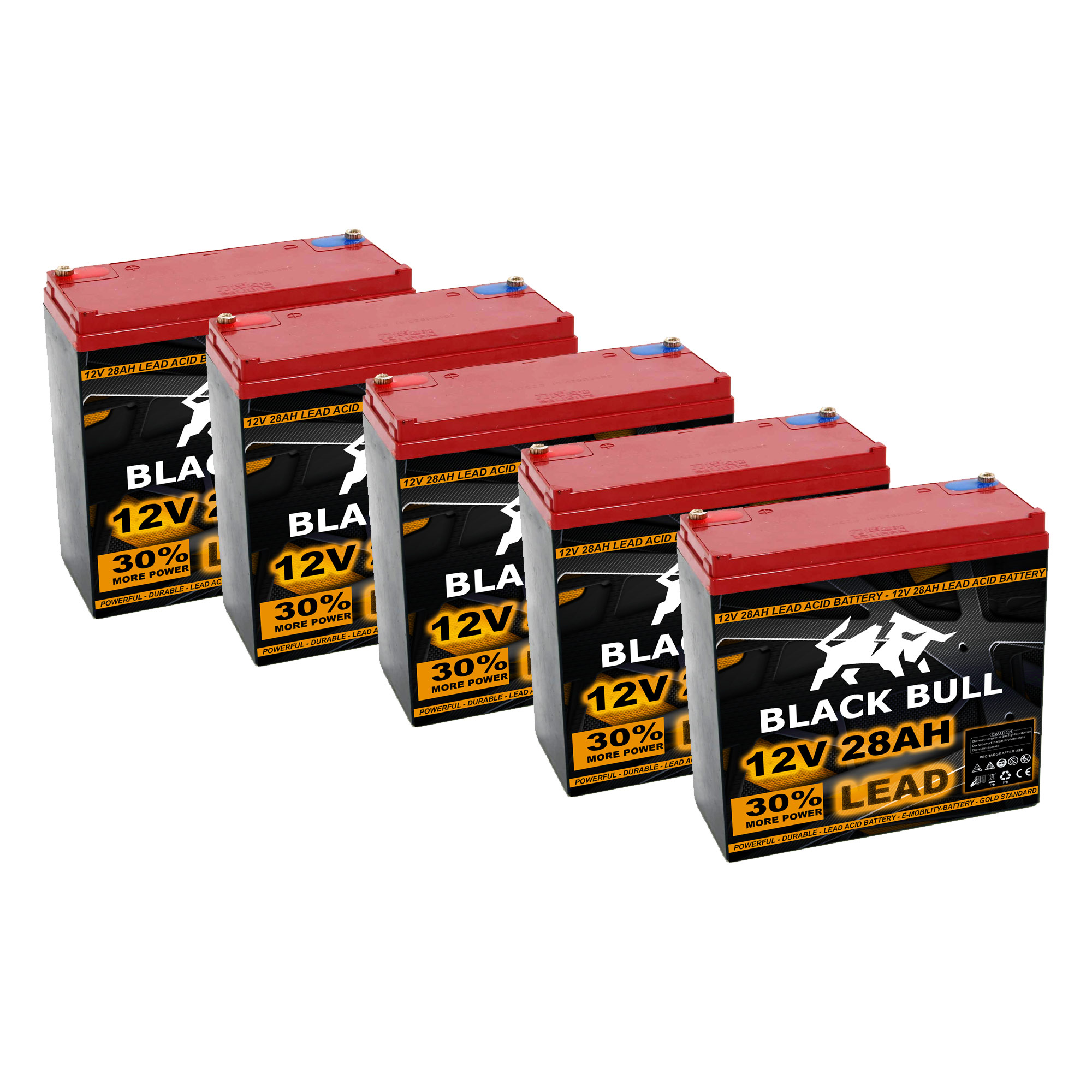 AKKUSATZ: 5x BlackBull 12V 28AH 28AH Akku Zyklenfest XXL Schraub ...