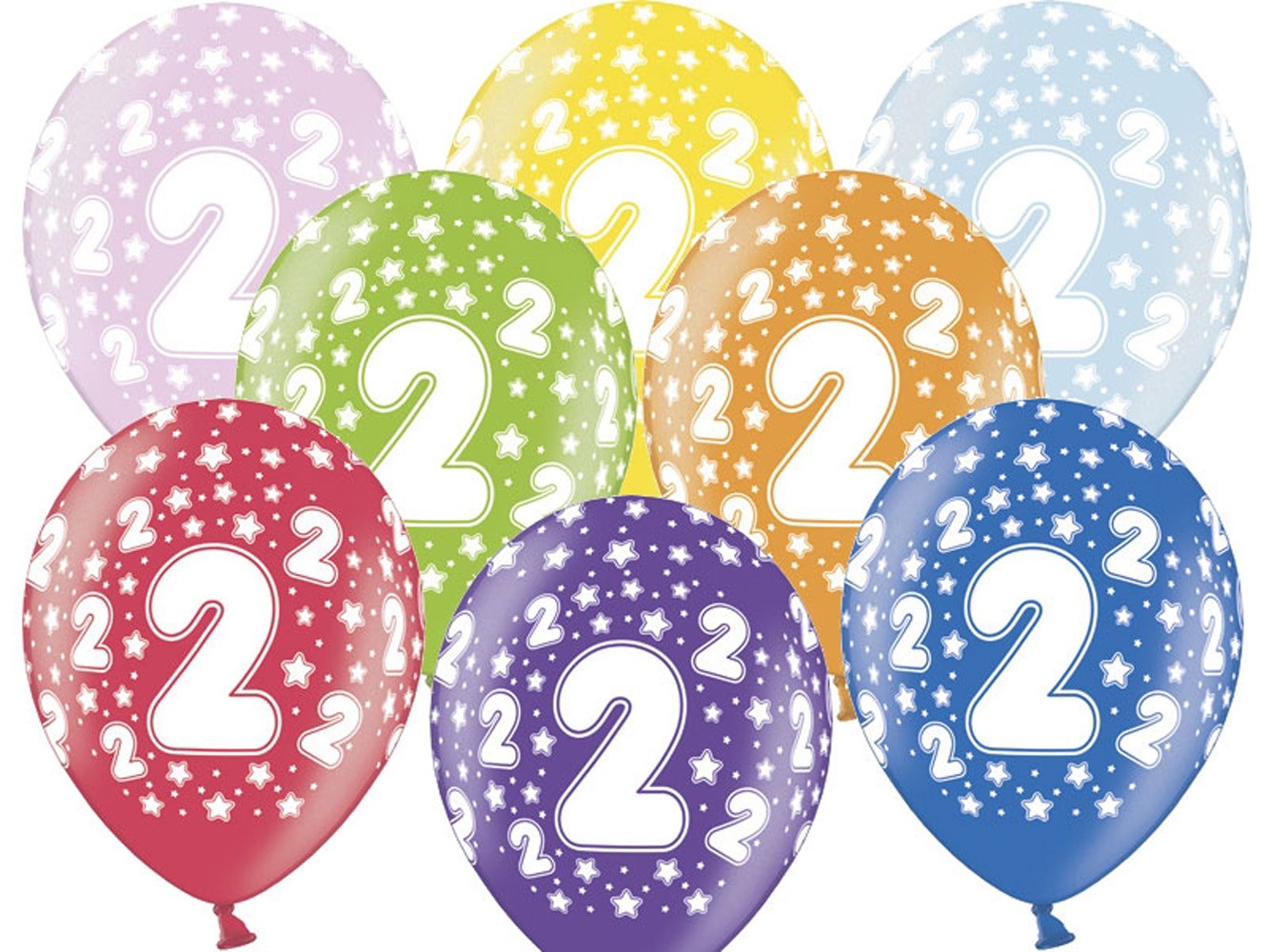 Luftballons Zahl "2" bunt 30 cm, 10 Stück | Hochzeitsshop Premium Weddings