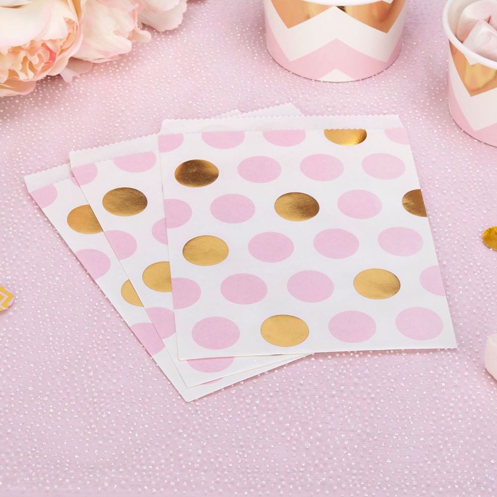 Papiertütchen Punkte rosa gold 16,5 x 13 cm 25 Stück | Hochzeitsshop ...