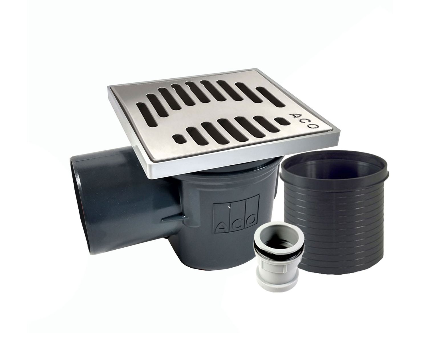 ACO Kellerablauf DN100 Bodenablauf mit Geruchsverschluss Edelstahlrost Verlängerung ...