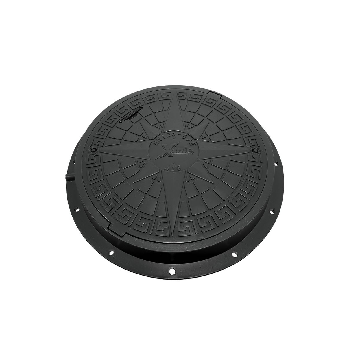 Schachtdeckel mit Rahmen Ø 800 mm Kunststoff A15 mit Verriegelung | Xanie