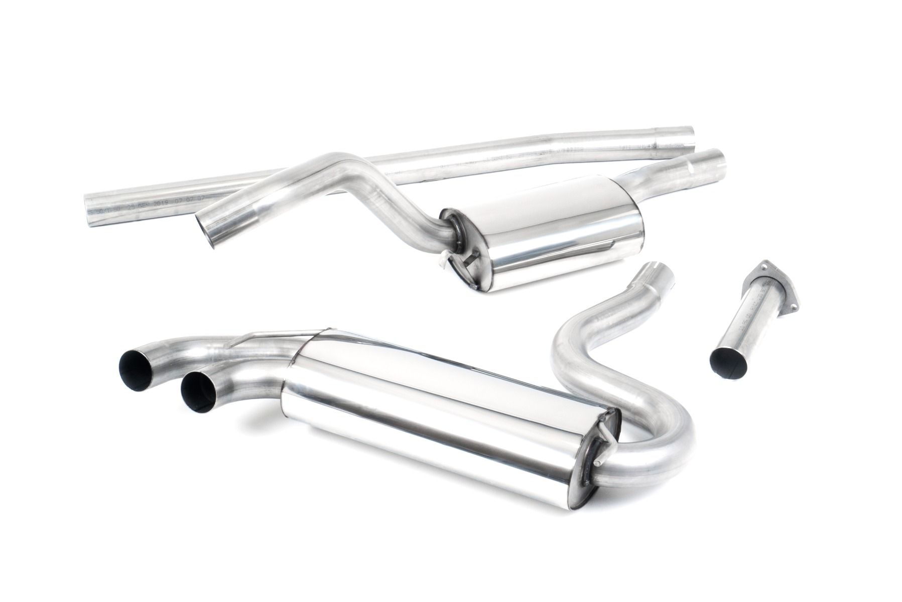 MILLTEK Sportauspuff Rennsportanlage ab Downpipe Audi UR Quattro 10V Turbo Bj. 1981 - 1989 - 2x ...