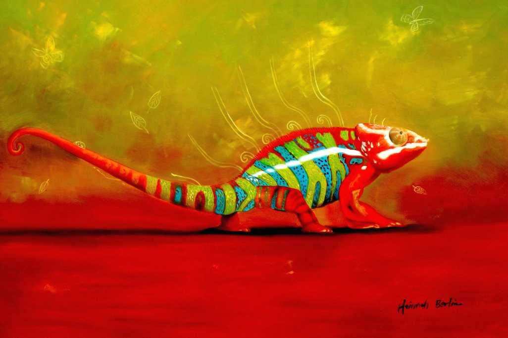 Modern Abstract - The colored chameleon d95535 60x90cm exzellentes ...