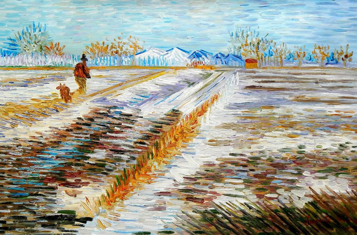 Vincent van Gogh - Landschaft mit Schnee d95826 60x90cm Ölbild ...