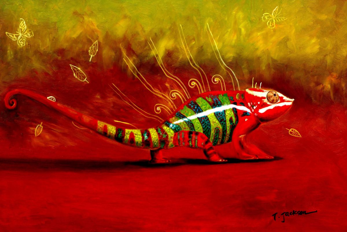 Modern Abstract - The colored chameleon d97358 60x90cm exzellentes ...