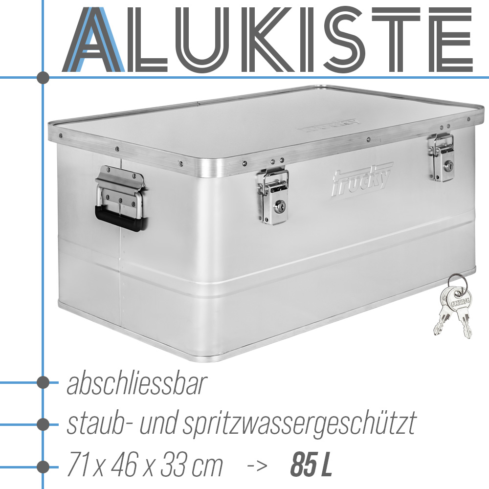 Aluminium Box mit Deckel Silber Alu Kiste Box Alukiste 85 Liter ...