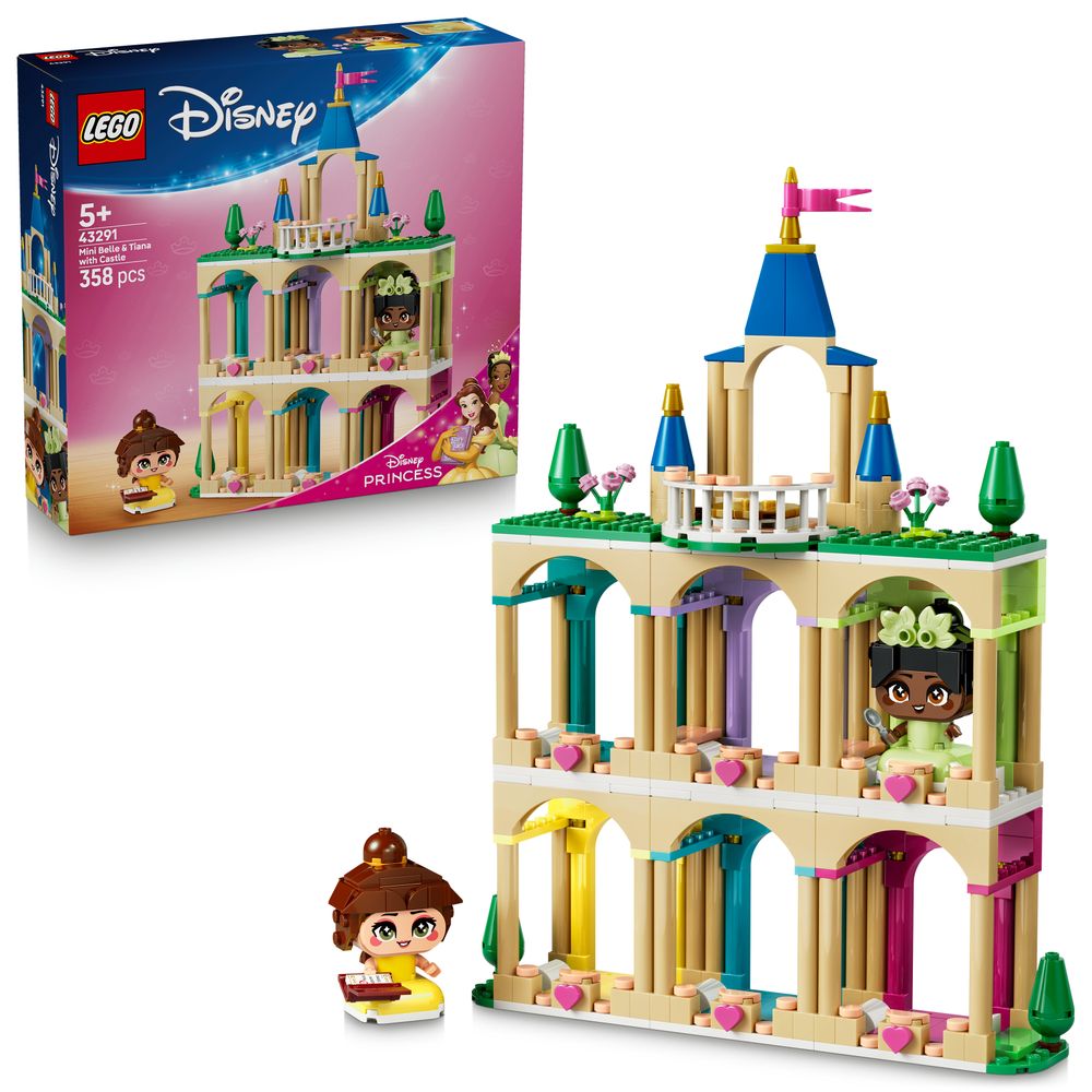 LEGO 43291 Die Mini-Prinzessinnen Belle und Tiana mit ihrem Schloss ...
