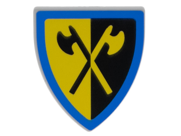 LEGO Shield Triangular with Yellow and Black Crossed Halberds and Blue ...