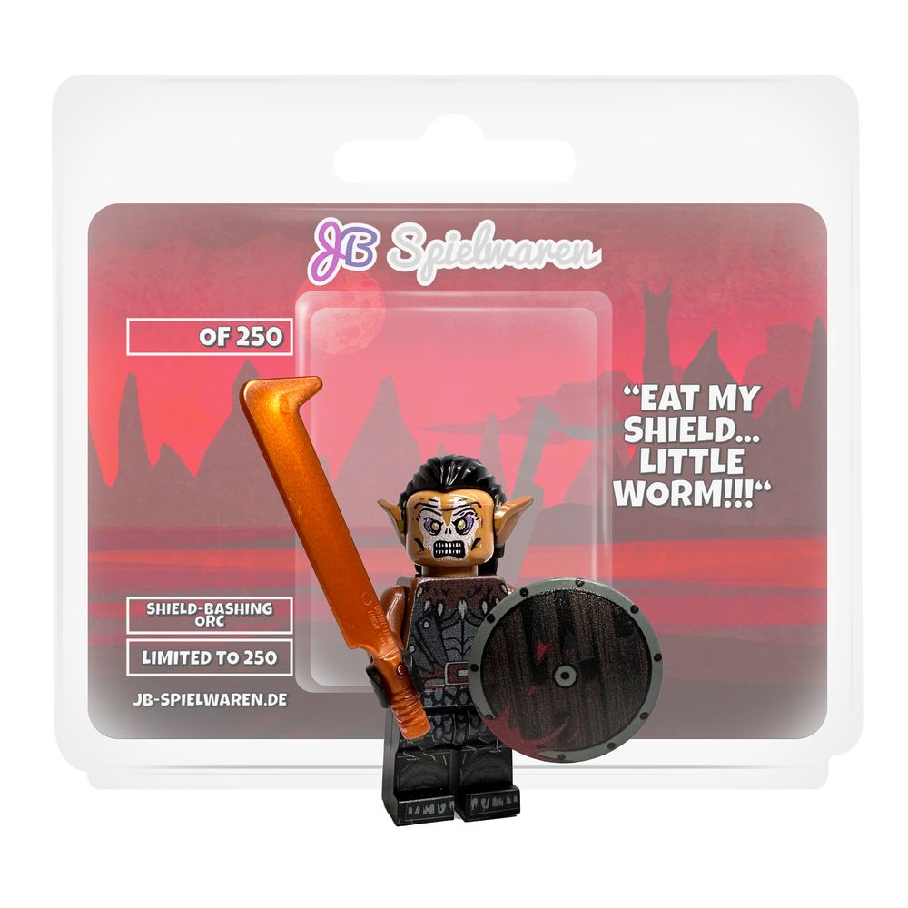 Custom Orc minifigure with broadsword and round shield | JB Spielwaren