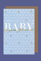 Geburt Karte Grußkarte Junge Hellblau Sterne Golddruck 16x11cm | AvanCarte