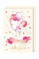 Hochzeitstag Karte Grußkarte Golddruck Ballons Herzen 16x11cm | AvanCarte