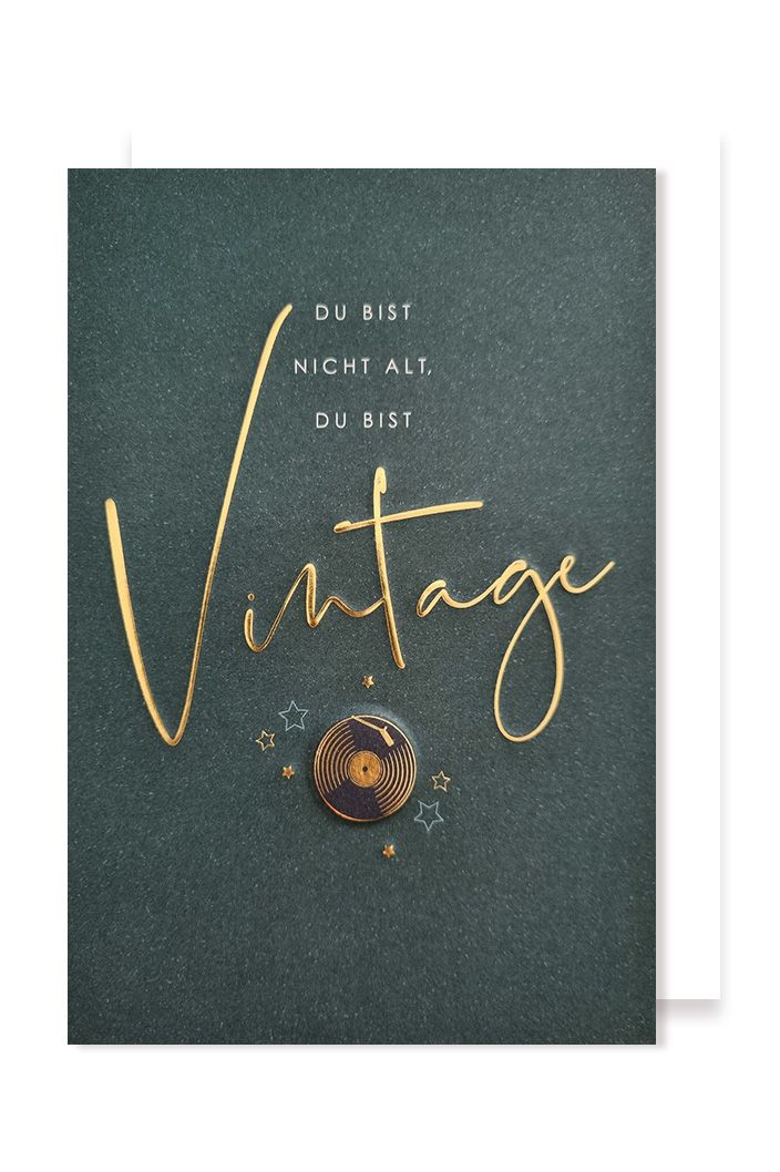 Geburtstag Grußkarte Goldprägedruck Plattenspieler Vintage Vinyl ...