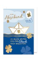 Abschied Grußkarte Glücksbringer Metall - Anhänger Kleeblatt Boot ...