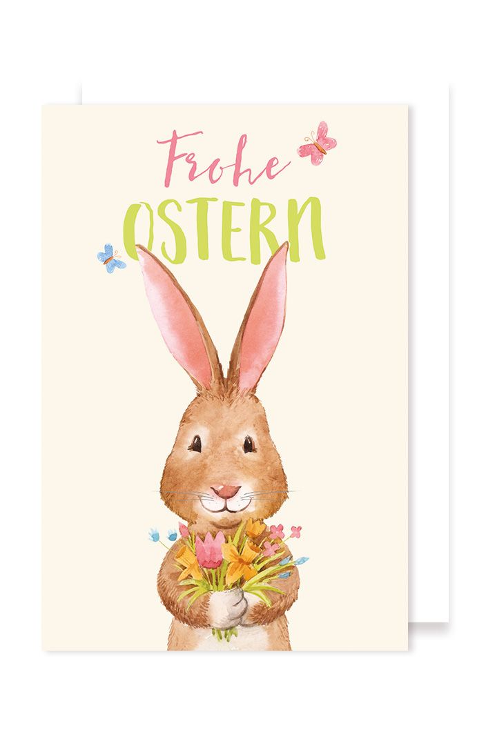 Ostern Karte Grußkarte Osterhase Blümchen 16x11cm | AvanCarte