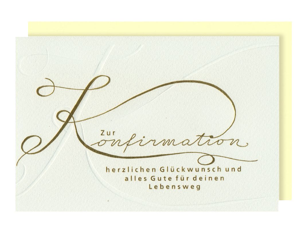 Konfirmation Karte Grußkarte Goldschrift Prägung Foliendruck 16x11cm ...