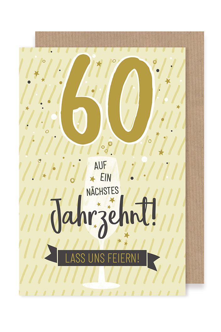 60 Geburtstag Karte Grußkarte Nächstes Jahrzehnt Gold Foliendruck ...