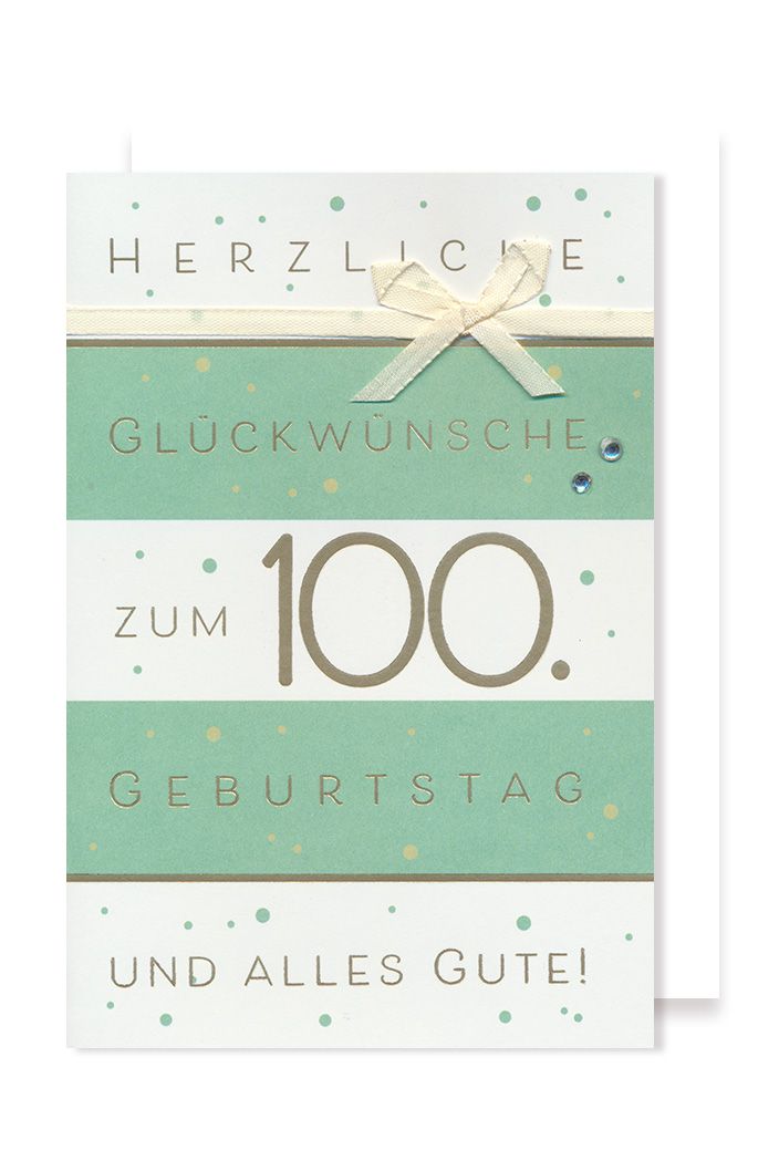 100 Geburtstag Karte Grußkarte Präge Golddruck Schleife Herzliche ...