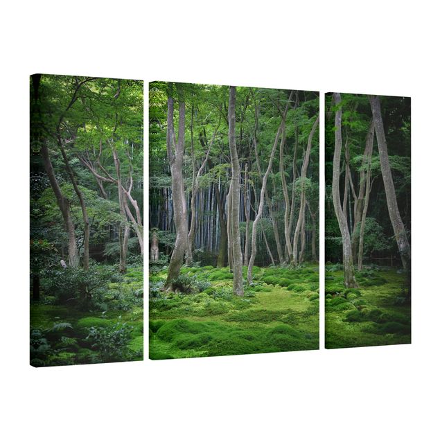Leinwandbild 3-teilig - Japanischer Wald - Triptychon