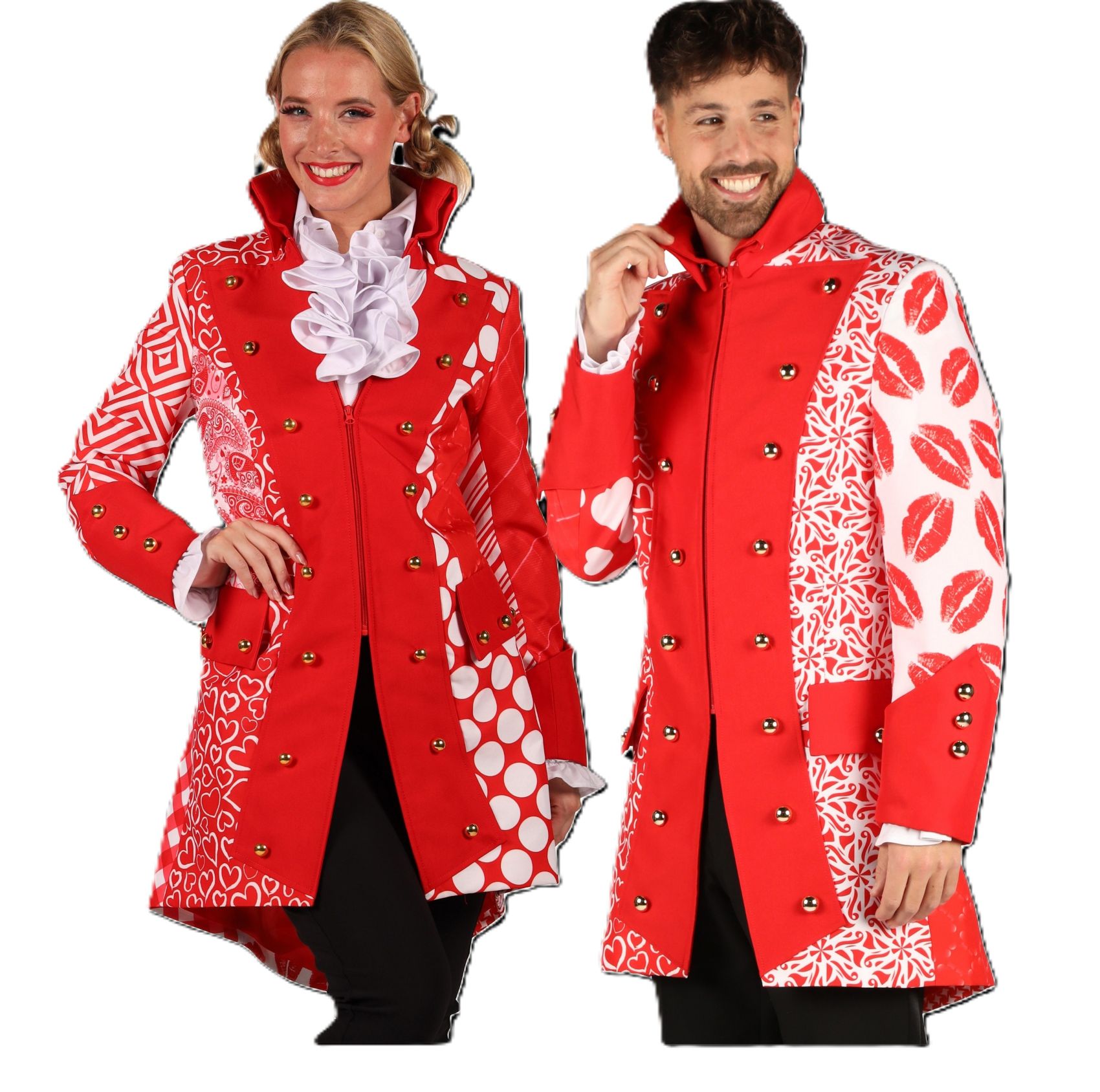Jacke rot/weiß Frack Damen Herren Köln Elferrat Uniform Karneval ...