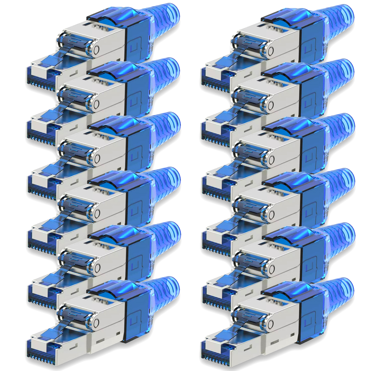12x Netzwerkstecker Cat 7 CAT7 RJ45 Stecker geschirmt Werkzeuglos ...