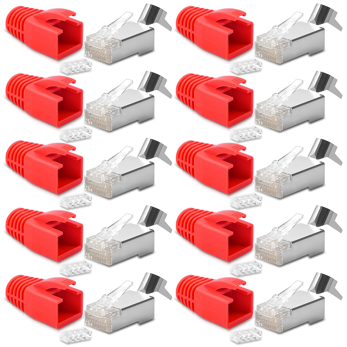 10x CAT7 CAT6 CAT6A Netzwerkstecker RJ45 Stecker vergoldete Kontakte ...