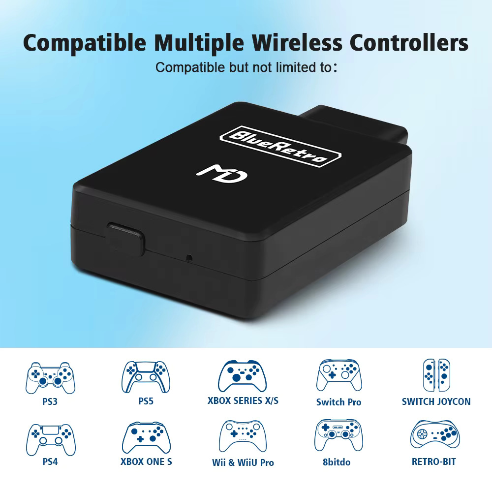 Blueretro Wireless Controller Adapter für MD1 MD2 Mega Drive Sega ...