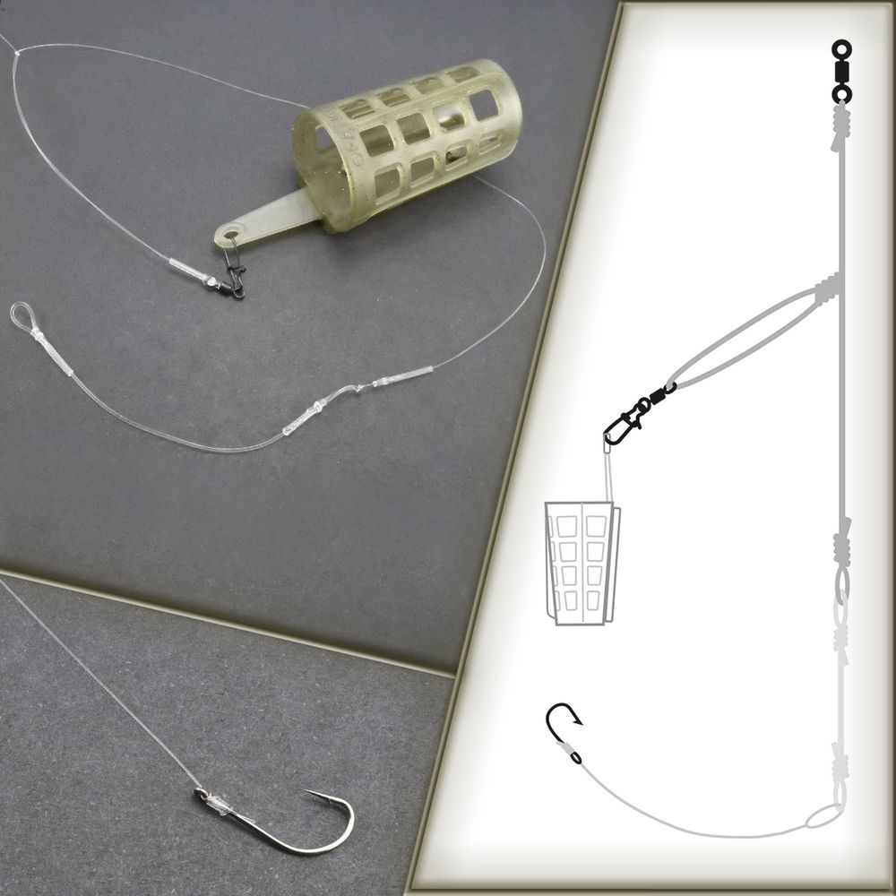 PATERNOSTER mit Feeder GUM Fluorocarbon Montage Life-ORANGE # FR86 Cage ...