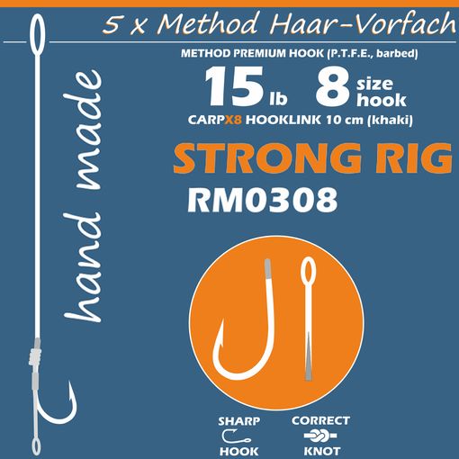 5-15 Method Feeder Ready Hair Rigs STRONG RIG Life ORANGE Friedfisch ...