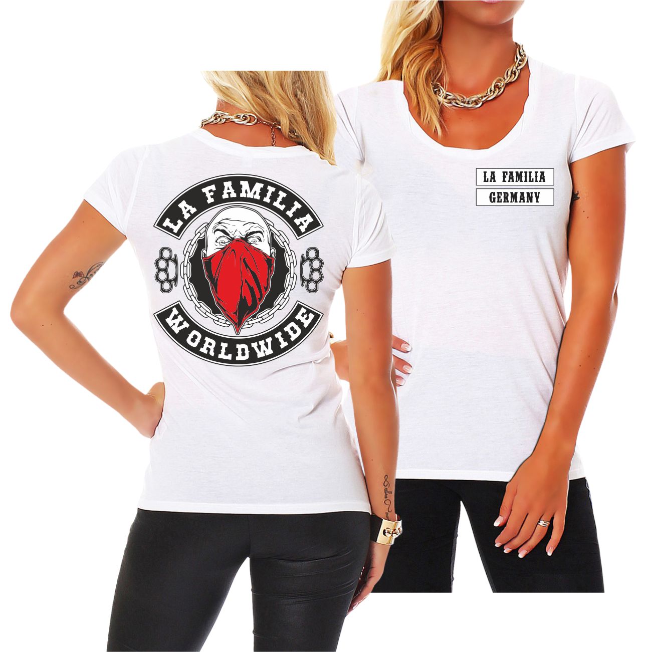 Frauen Damen T-Shirt La Familia WORLDWIDE Loca patch support criminal ...