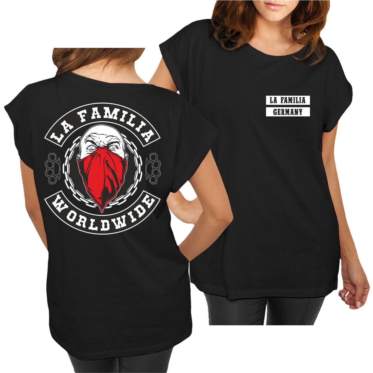 Frauen Damen T-Shirt La Familia WORLDWIDE Loca patch support criminal ...