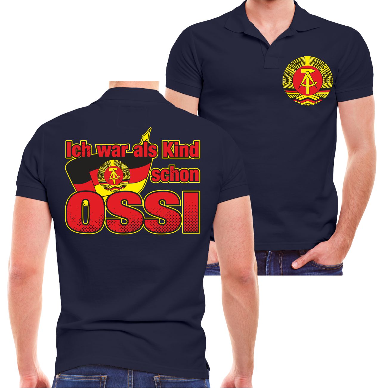 POLO Shirt Ich war als Kind schon Ossi Ostdeutschland osten DDR nva ...