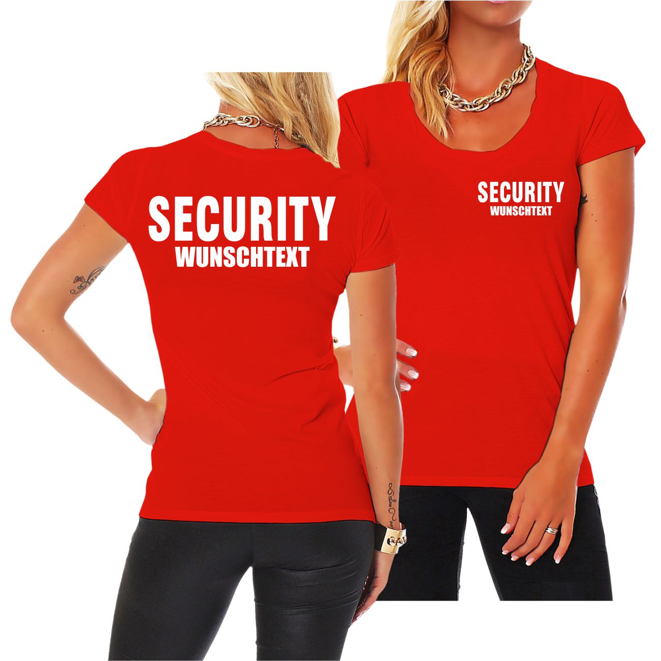 Frauen T-Shirt WUNSCHTEXT Security Sicherheit mit eigenen Text Firma ...