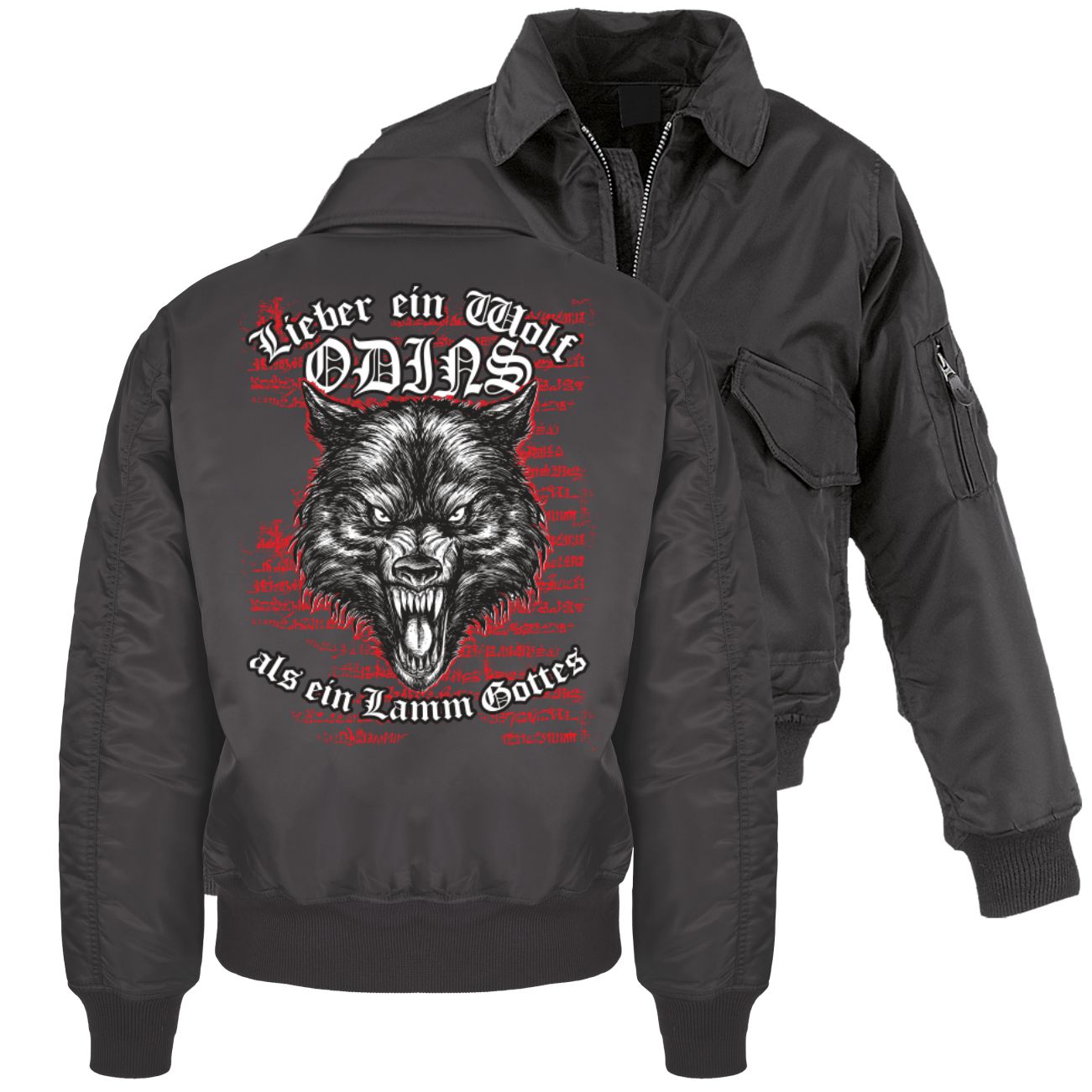 Männer CWU Bomberjacke mit Kragen Lieber ein Wolf Odins als ein Lamm ...