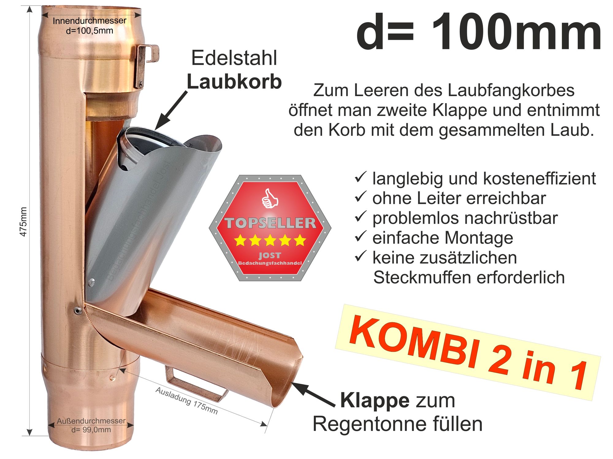 Fallrohr Kupfer 100