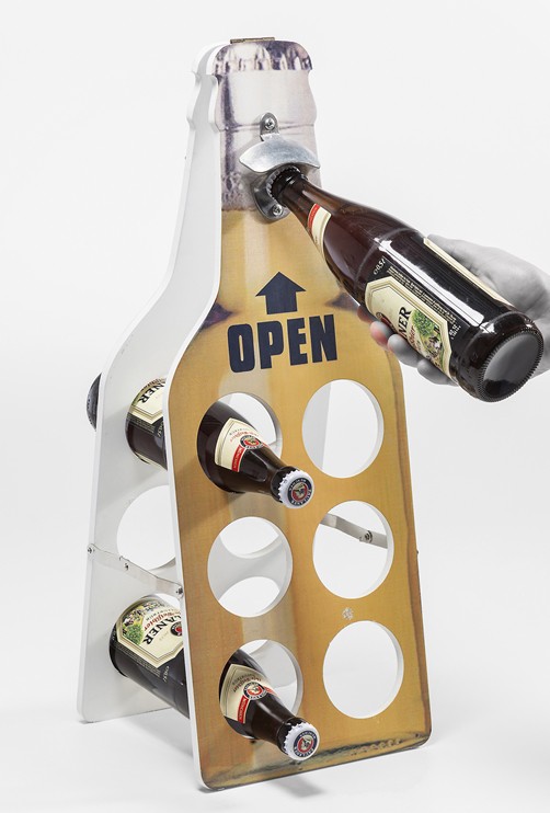 KARE Flaschenhalter Open Bottle gelb mit integriertem Flaschenöffner ...