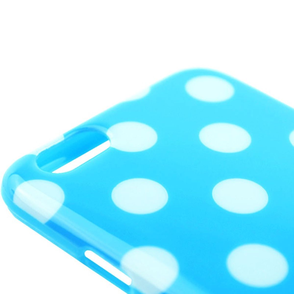 TPU Backcover Hülle gepunktet für Handy Apple iPhone 6 Plus Hellblau / Weiß | König Design