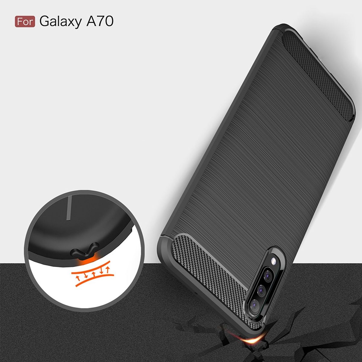 Samsung Galaxy A70 TPU Case Carbon Fiber Optik Brushed Schutz Hülle ...