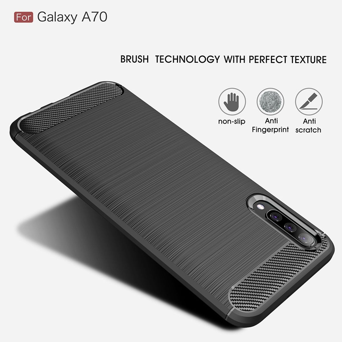 Samsung Galaxy A70 TPU Case Carbon Fiber Optik Brushed Schutz Hülle ...