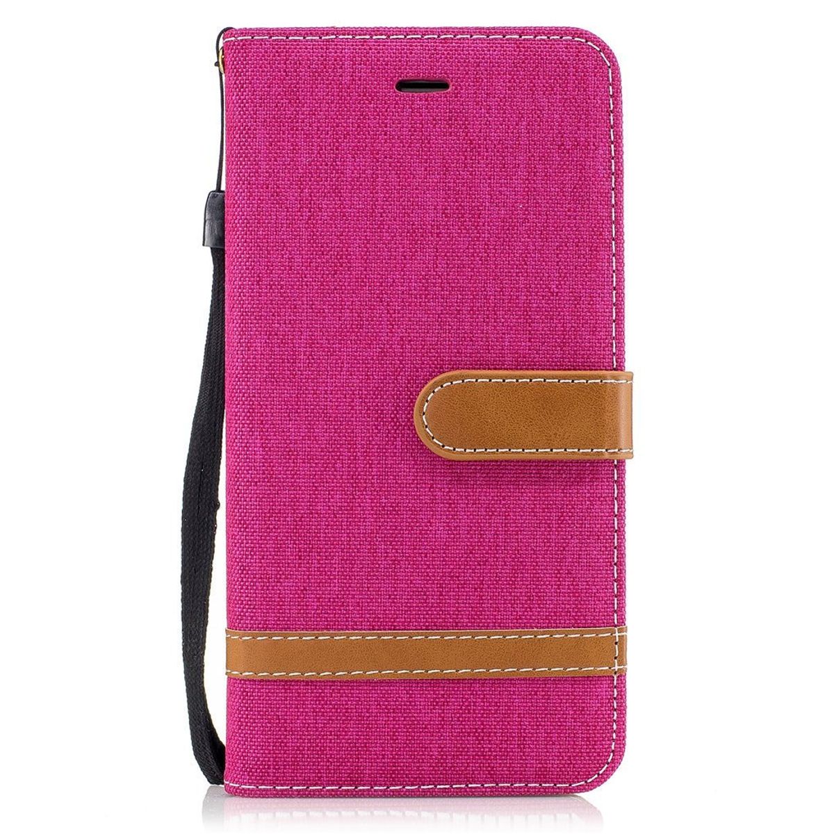 Tasche für Apple iPhone 6s Plus Jeans Cover Handy Schutz Hülle Case Pink