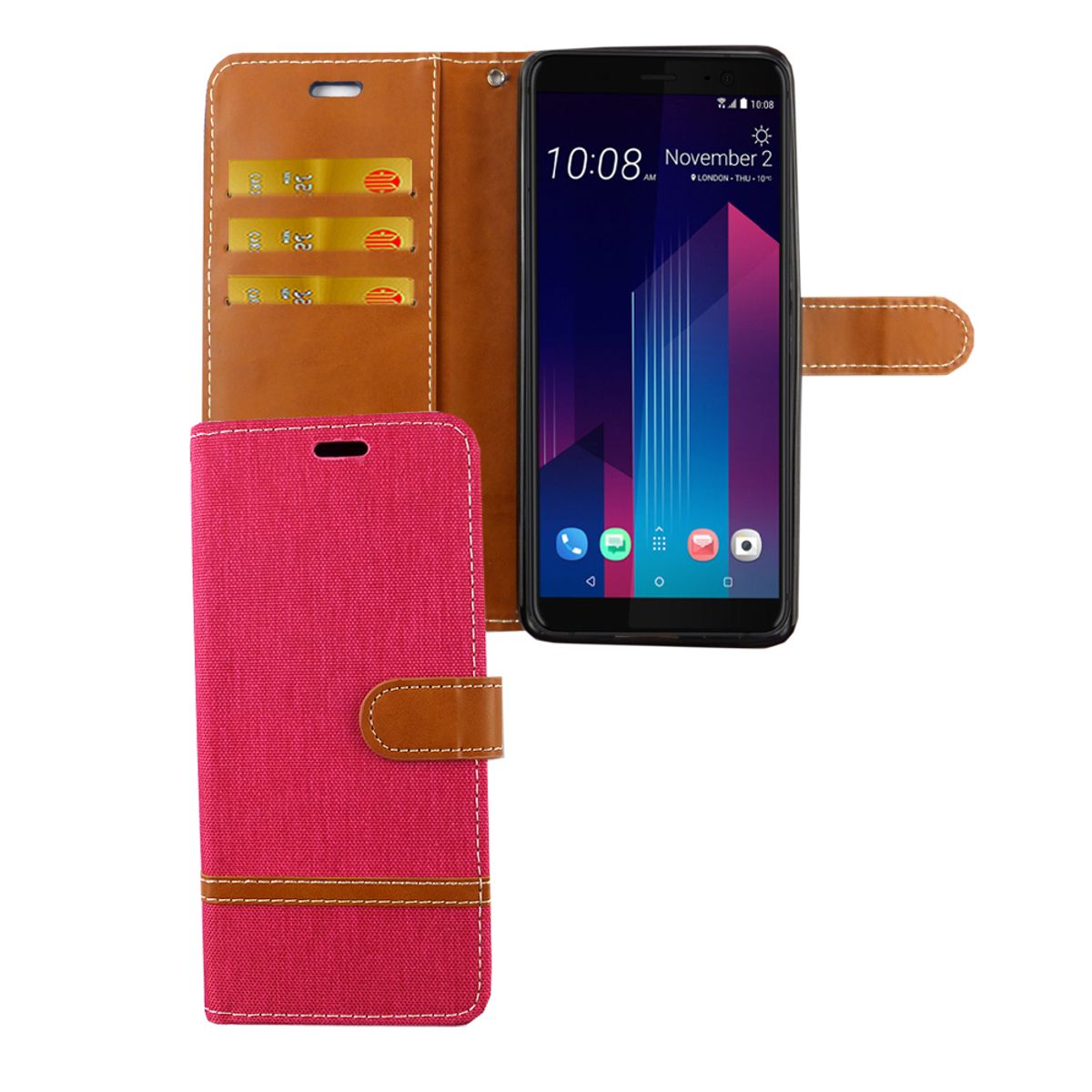 HTC U12+ Plus Handy Hülle Schutz-Tasche Case Cover Kartenfach Etuis ...