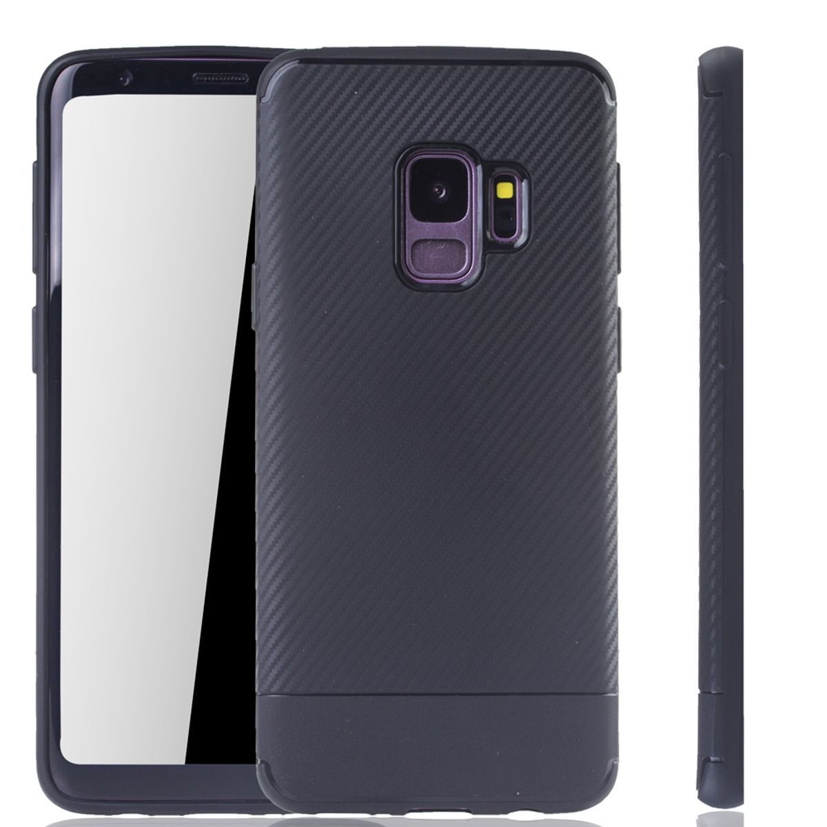 Samsung Galaxy S9 Handyhülle Schutzcase Carbon Optik Bumper Schwarz ...