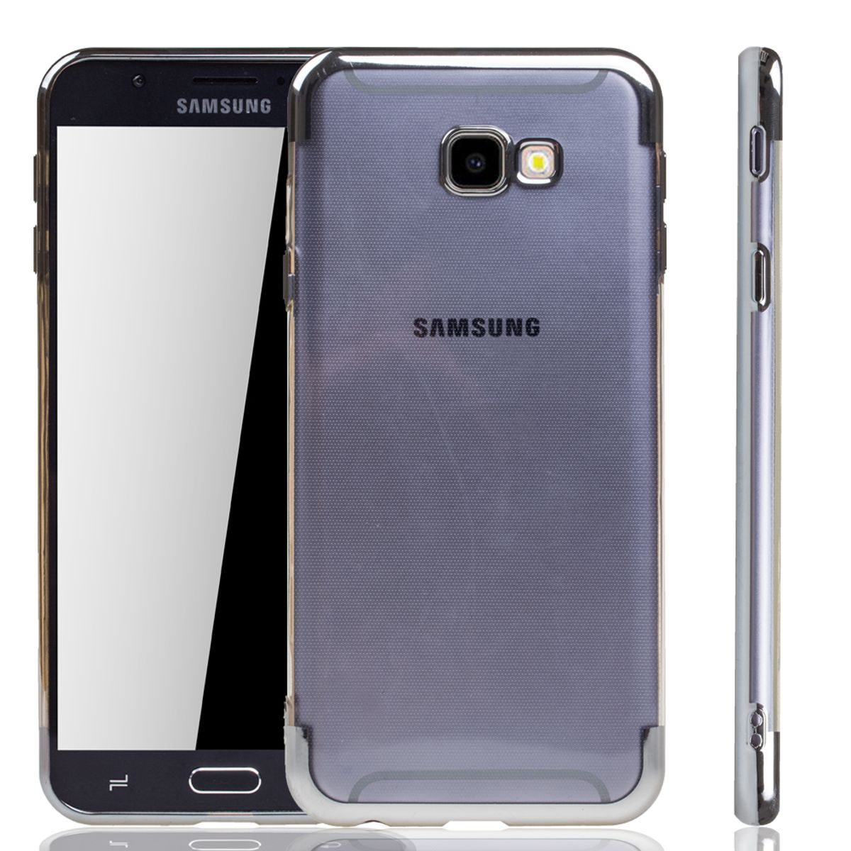 Handyhülle für Samsung Galaxy J4+ Plus Silber - Clear - TPU Silikon ...