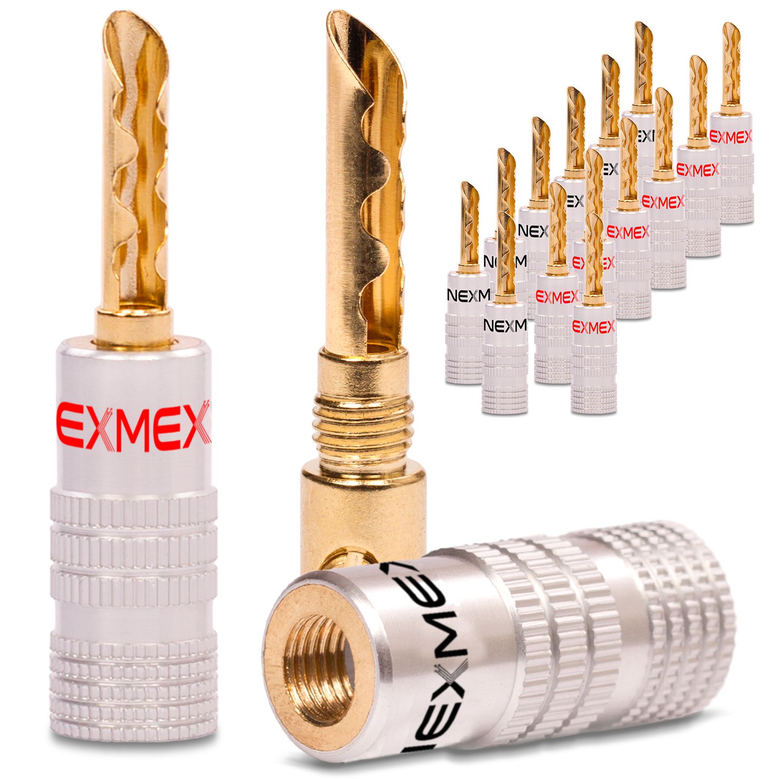 Hohl Bananenstecker 4mm NEXMEX 16x schraubbar vergoldet ...