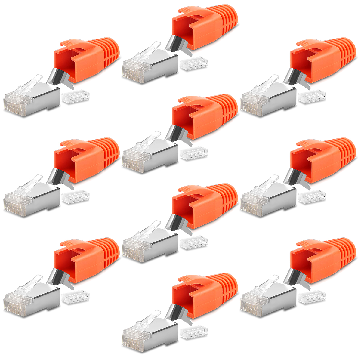 Netzwerkstecker CAT7 CAT6A CAT6 RJ45 10x Netzwerk Stecker vergoldet ...