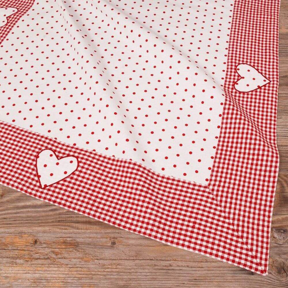 Mitteldecken Tischdecken Landhaus Premium LISE Karo Bordüre Herzen 70x70 cm 2 Fa | eBay