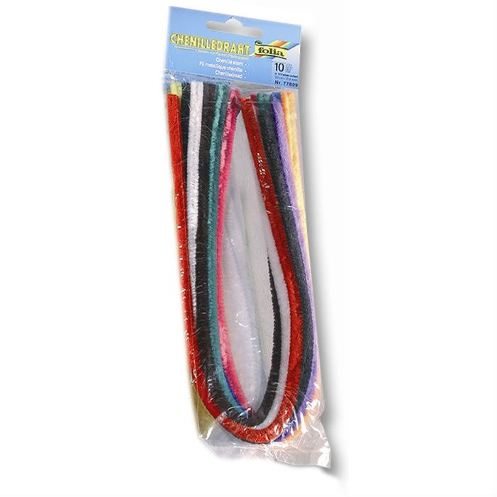 Fil chenille métallique, 50 cm de long, diamètre 8mm, lot de 10 ...