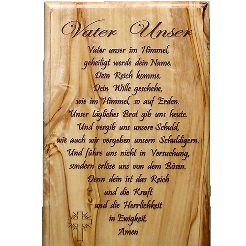 Vater Unser - Das Vaterunser auf einer Olivenholz-Tafel, 10x15cm - aus ...