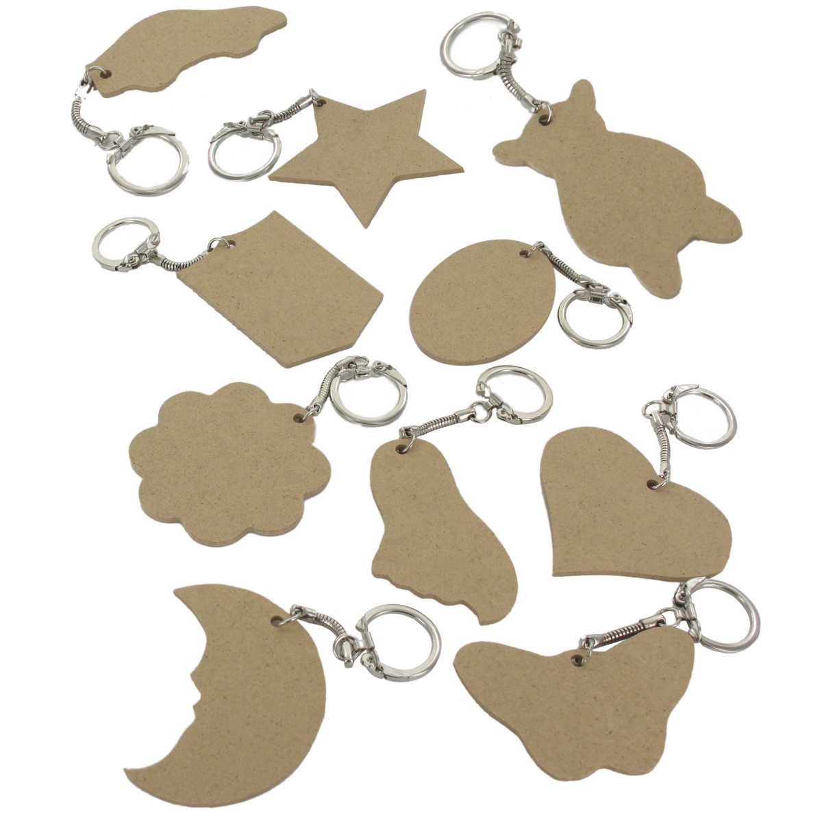 10 Schlüsselanhänger MDF 10 Motive 6cm zum Bemalen und Dekorieren ...
