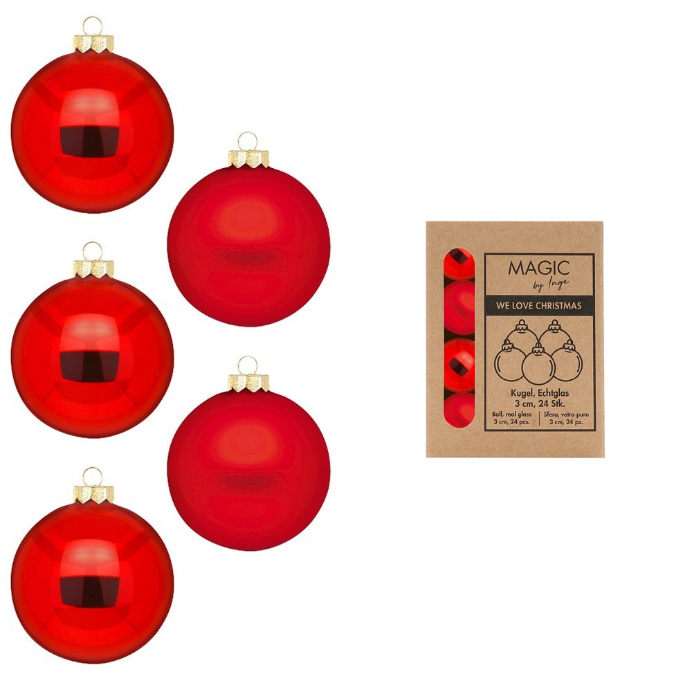 Weihnachtskugeln Glas 3cm Merry Red 24 Stück | Kreativmarkt Butterfly