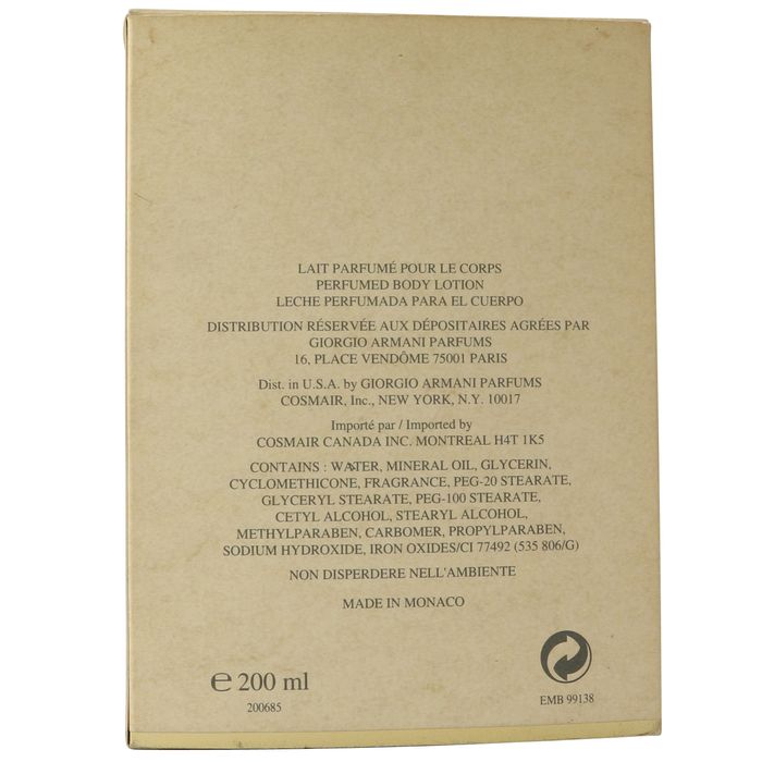Giorgio Armani Gio 200 ml Body Lotion old vintage Version | bei ...